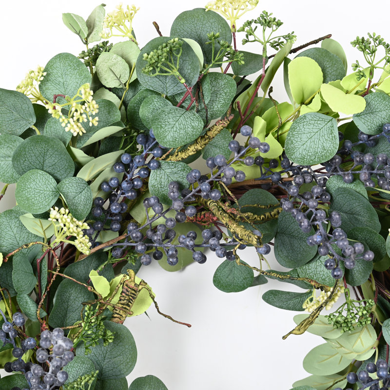 Primrue 24" Spring Eucalyptus Berry Front Door Wreath & Reviews | Wayfair